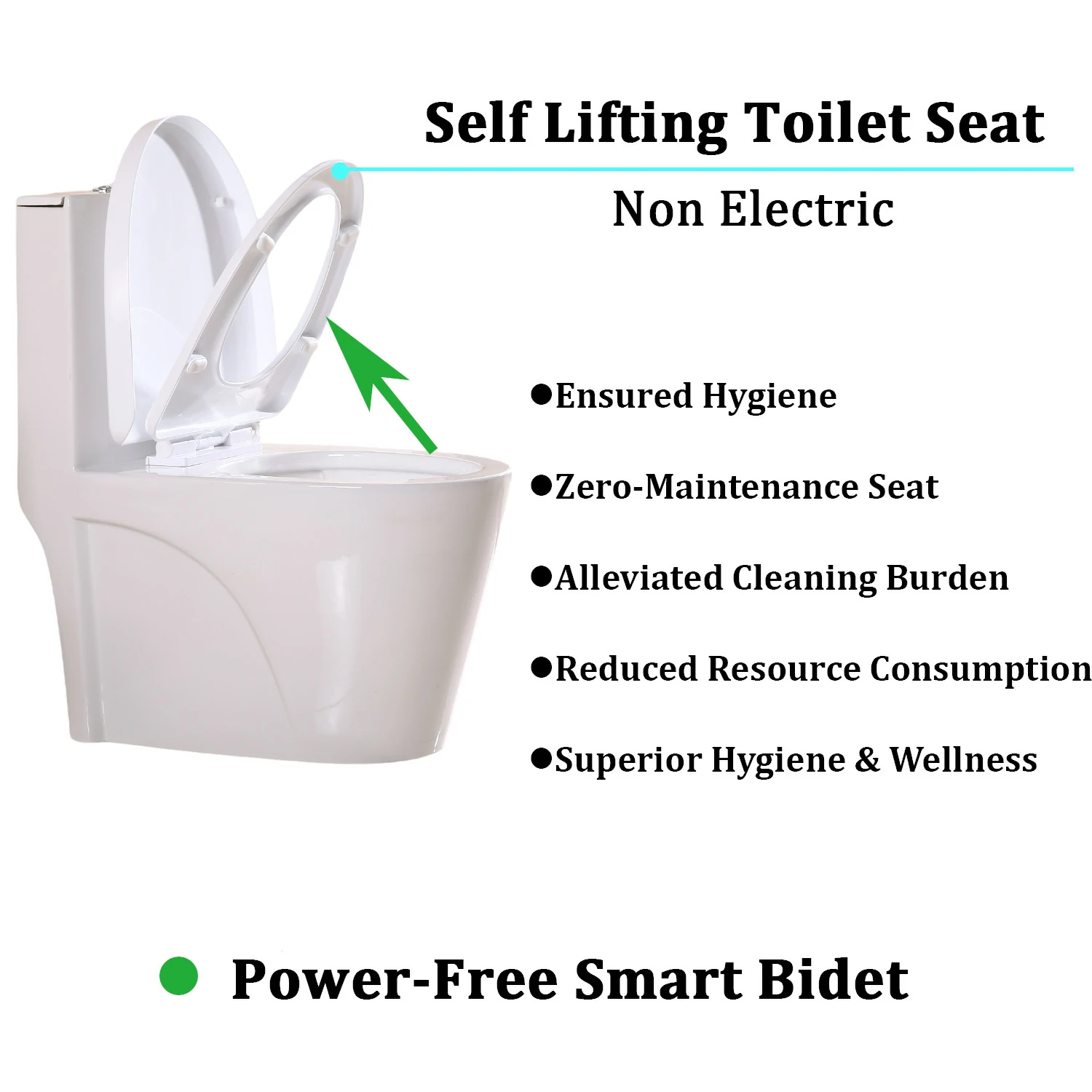 Minixi toilet with Self lifting seat,non-electric,self raising toilet ...